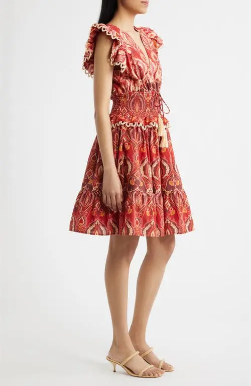 Julia Jordan Smocked Waist Ruffle Mini Dress