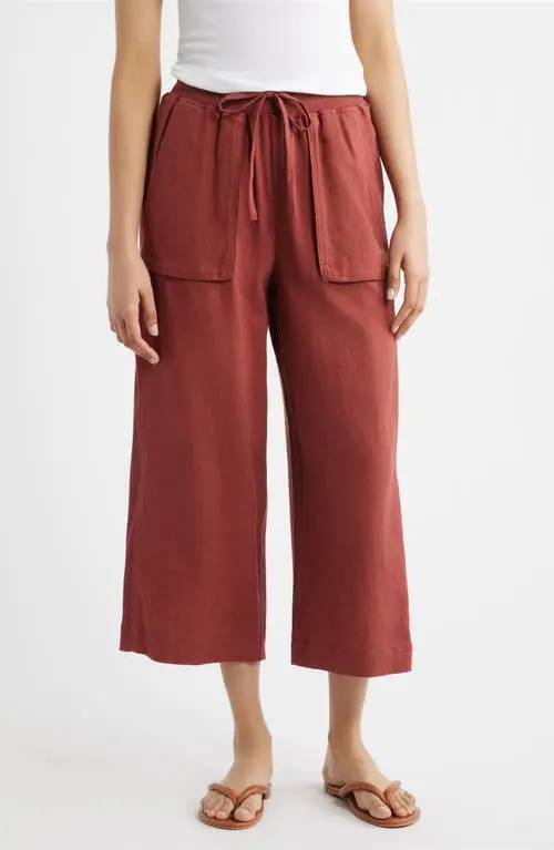 CITY BLUES Patch Pocket Crop Drawstring Pants - Paprika