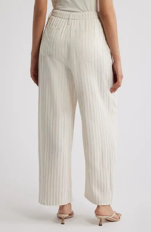 CITY BLUES High Waist Wide Leg Jeans With Drawstring Waist And Stripes
