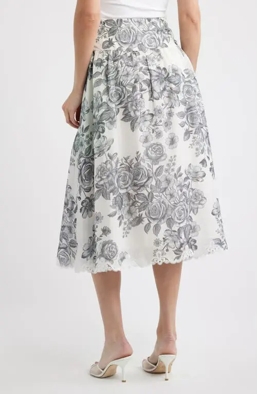 Kobi Halperin Lidia Floral Lace-trim Midi Skirt