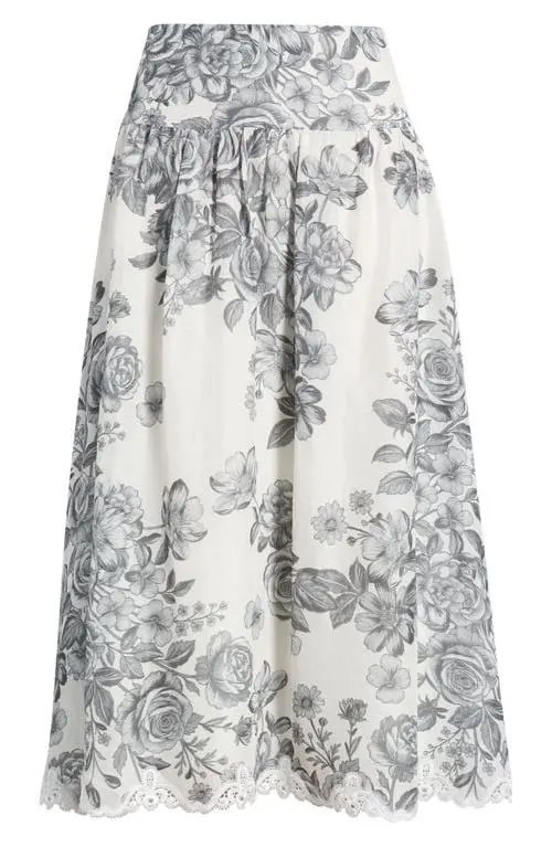 Kobi Halperin Lidia Floral Lace-trim Midi Skirt
