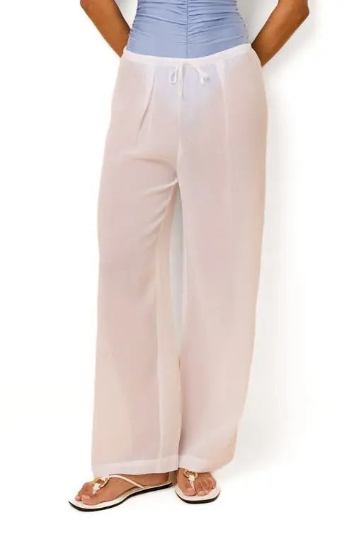 Solid & Striped Ashling Pleated Sheer Cover-up Pants - Optic White