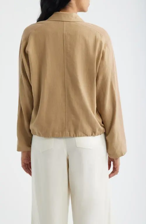 CITY BLUES Cropped Dolman Sleeve Shirt Jacket - Burlap