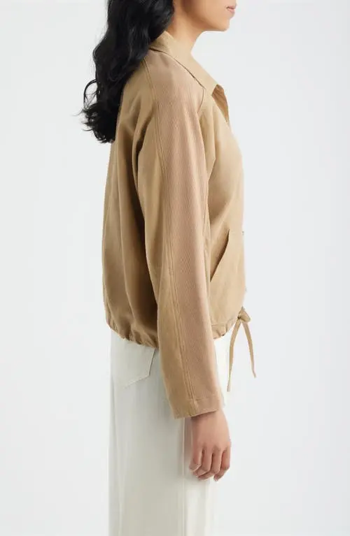 CITY BLUES Cropped Dolman Sleeve Shirt Jacket - Burlap