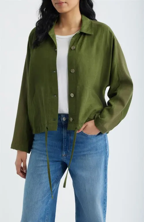 CITY BLUES Cropped Dolman Sleeve Shirt Jacket - Pine