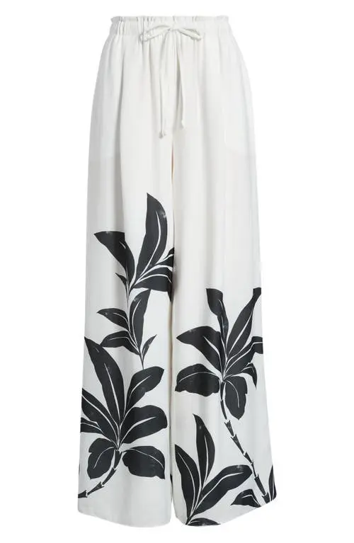 Kobi Halperin Vera Tie Waist Floral Print Wide Leg Pants - Ivory Multi