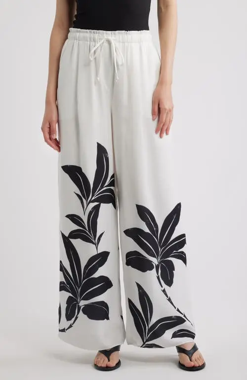 Kobi Halperin Vera Tie Waist Floral Print Wide Leg Pants - Ivory Multi