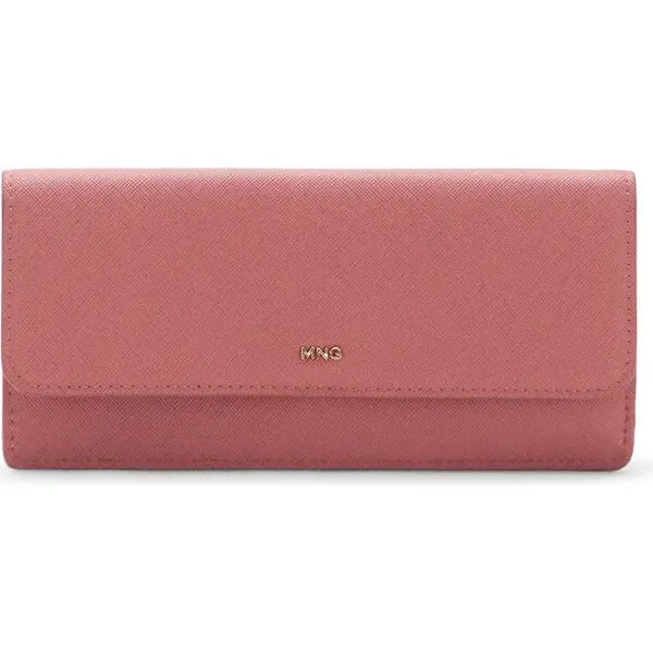 Mango Faux Leather Flap Wallet - Pink