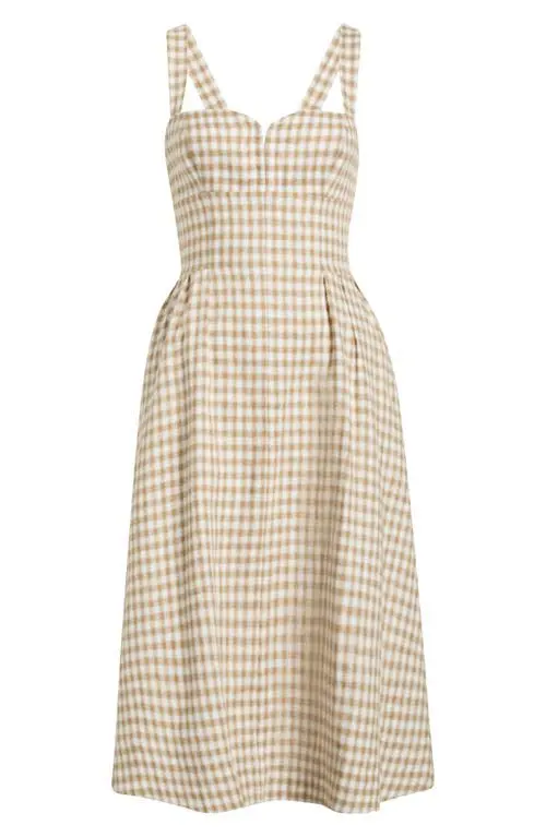 REFORMATION Roma Linen Midi Sundress - Dunes Check