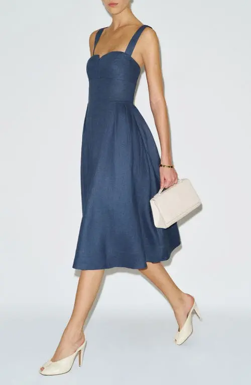 REFORMATION Roma Linen Midi Sundress - Muted Navy