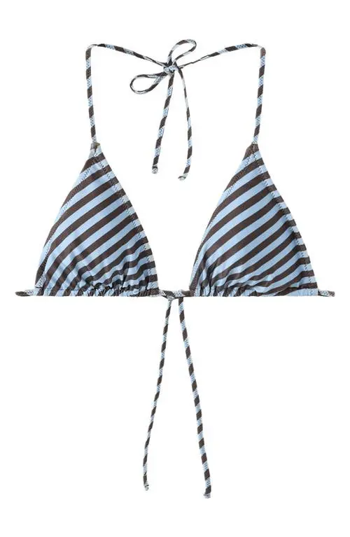 Mango Striped Triangle Bikini Top - Sky Blue