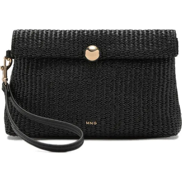 Mango Woven Flap Wristlet - Black