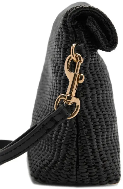 Mango Woven Flap Wristlet - Black