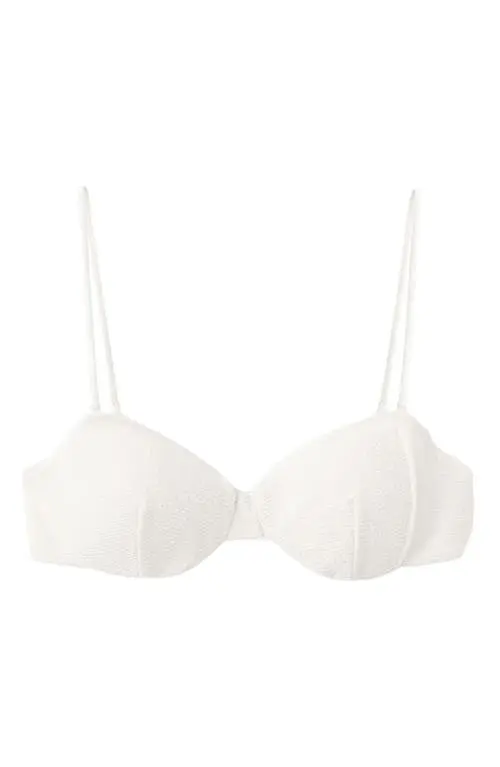 Mango Textured Bandeau Bikini Top - Ecru