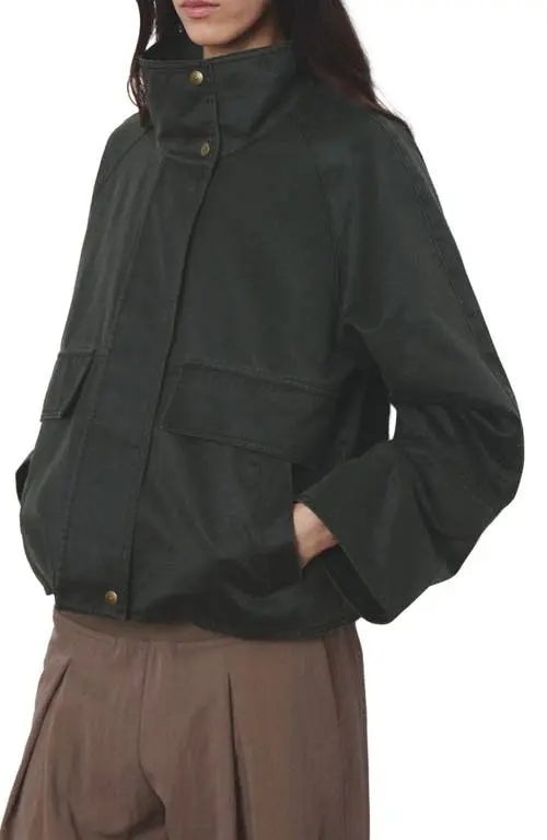 Mango Funnel Neck Cotton Blend Jacket