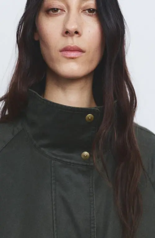 Mango Funnel Neck Cotton Blend Jacket