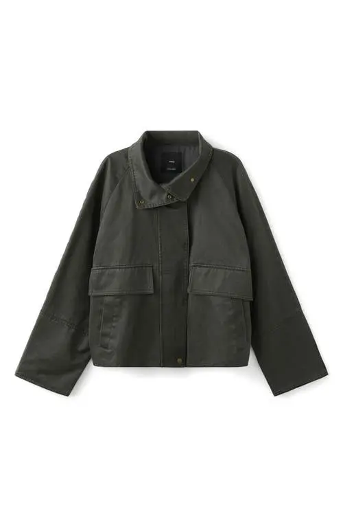 Mango Funnel Neck Cotton Blend Jacket