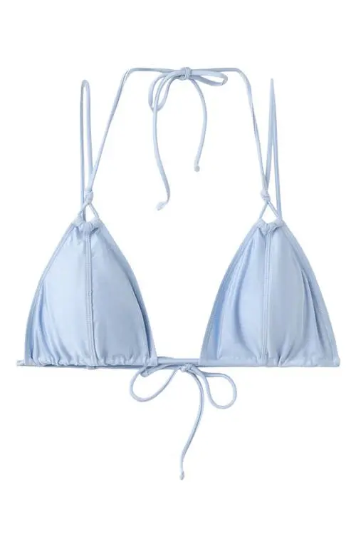 Mango Seamed Knotted Triangle Bikini Top - Sky Blue