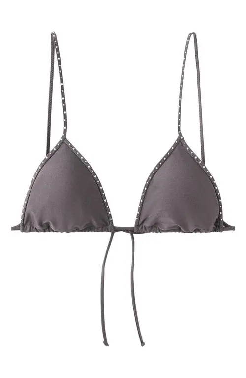 Mango Embellished Triangle Bikini Top - Grey