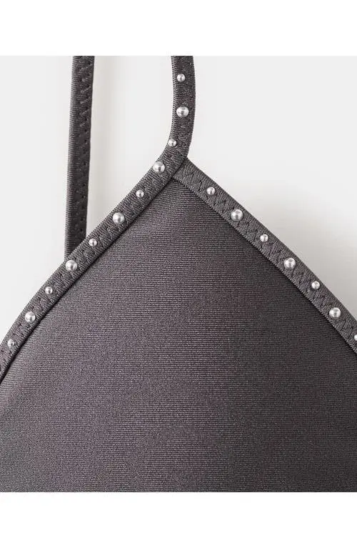 Mango Embellished Triangle Bikini Top