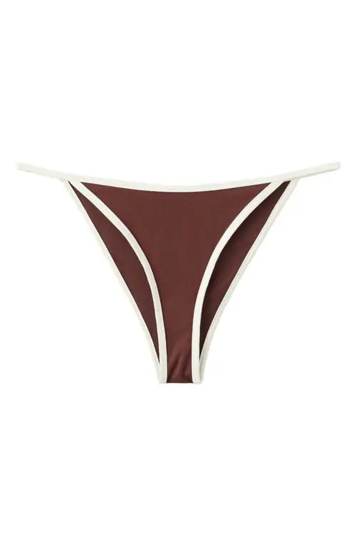 Mango Contrast Binding Bikini Bottoms - Brown