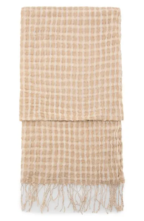 Mango Fringe Trim Cotton Gauze Scarf - Beige