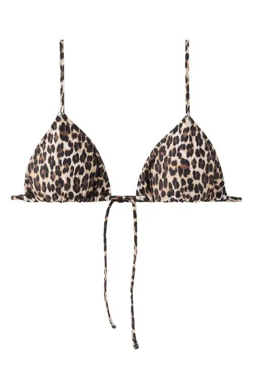 Mango Leopard Print Triangle Bikini Top - Brown