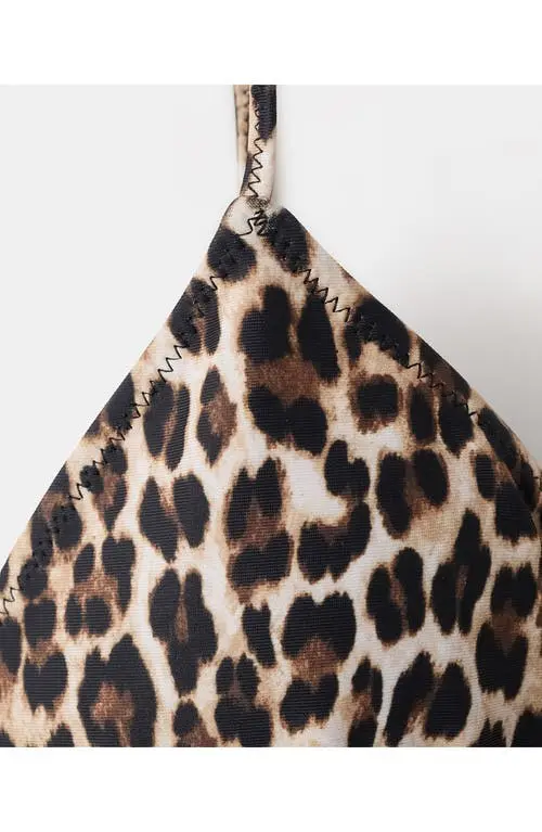 Mango Leopard Print Triangle Bikini Top
