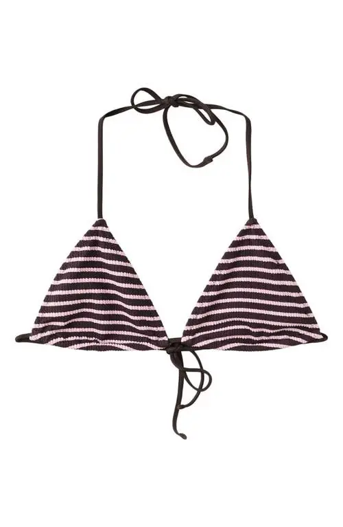 Mango Stripe Rib Triangle Bikini Top - Chocolate