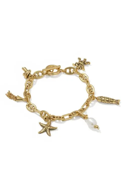 Kendra Scott Parker Cultured Freshwater Pearl Charm Bracelet - Vintage Gold Pearl