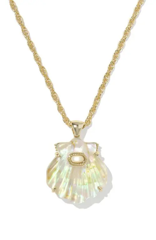 Kendra Scott Lucia Short Shell Pendant Necklace - Gold Iridescent Abalone