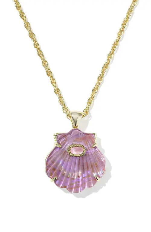Kendra Scott Lucia Short Shell Pendant Necklace - Gold Light Mauve Illusion