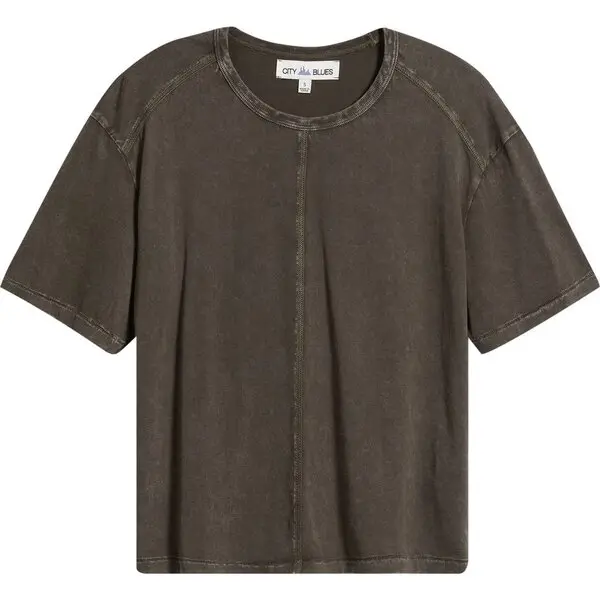 CITY BLUES Acid Wash T-shirt - Dark Olive