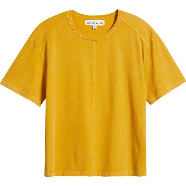 CITY BLUES Acid Wash T-shirt - Mustard