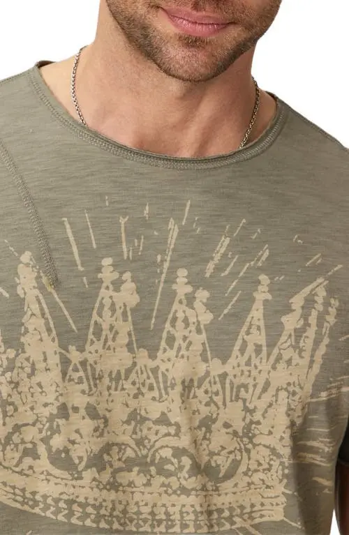 John Varvatos Raw Edge Shoulder Detail Graphic T-shirt