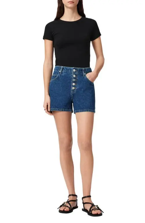 ALLSAINTS Tay Exposed Fly Denim Shorts - Dark Indigo