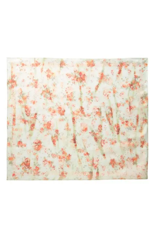 Alexander McQueen Floral & Skull Print Silk Scarf - Acqua