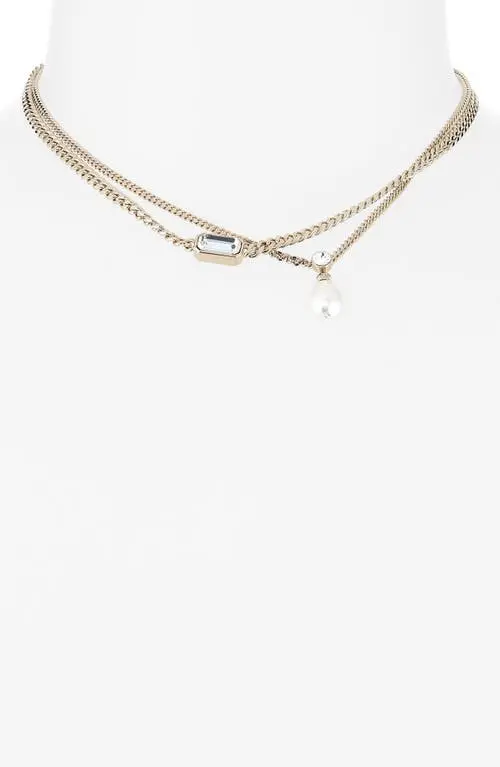 Alexander McQueen Layered Chain Necklace With Skull And Crystal Pendant