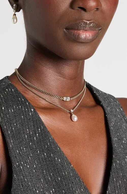 Alexander McQueen Layered Chain Necklace With Skull And Crystal Pendant