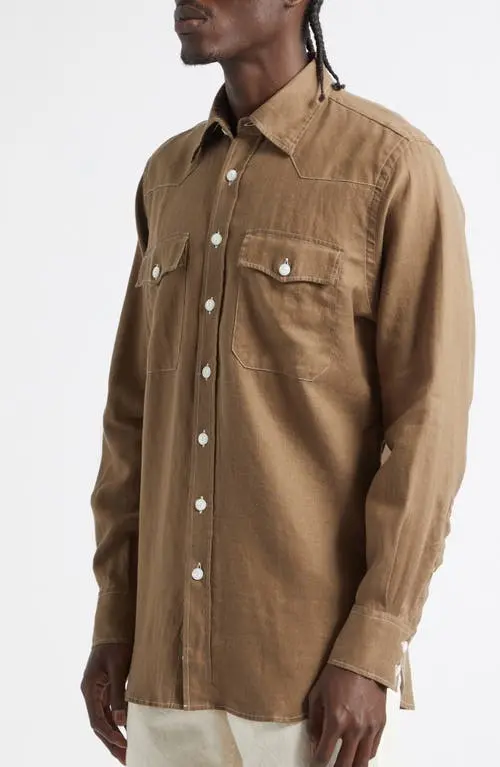 DRAKE'S Western Linen Button-up Shirt