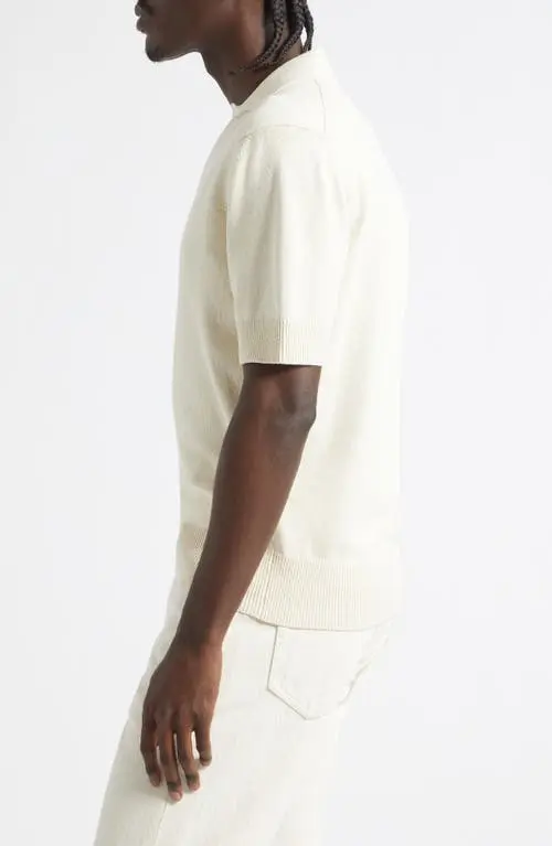 DRAKE'S Short Sleeve Silk Polo Sweater