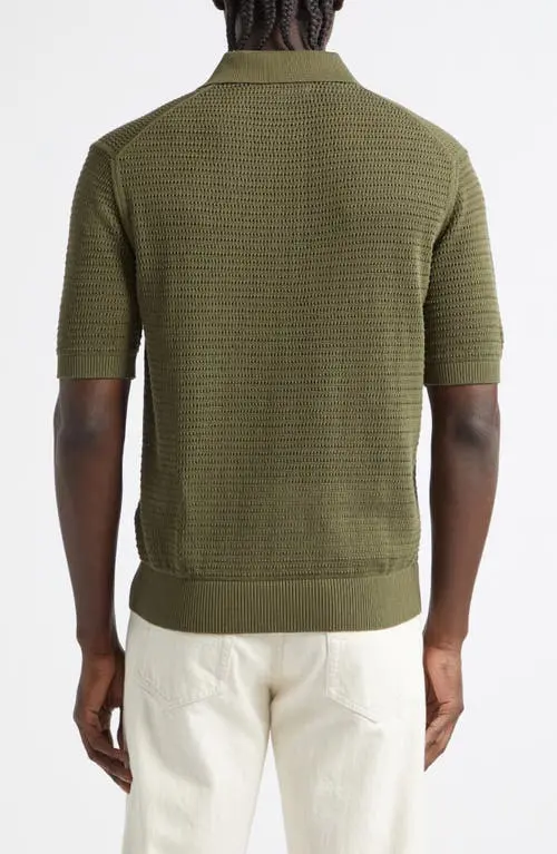 DRAKE'S Cotton Mesh Polo Sweater