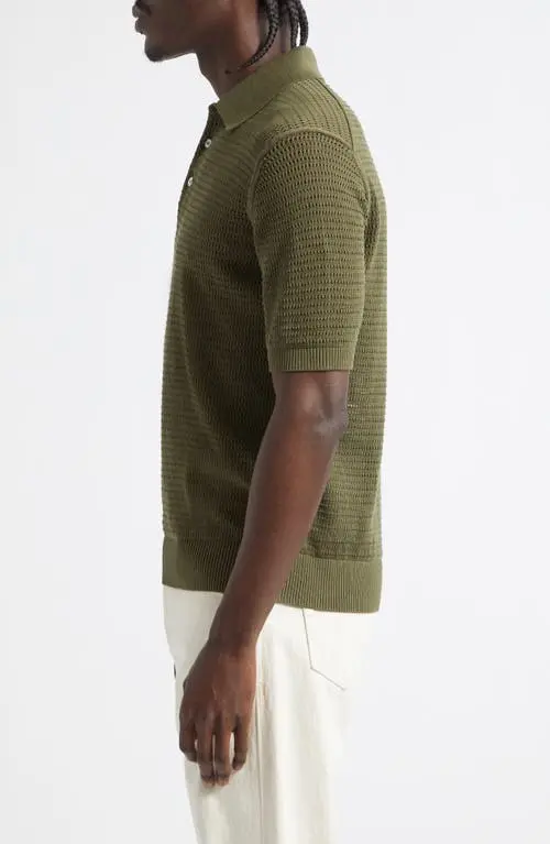 DRAKE'S Cotton Mesh Polo Sweater