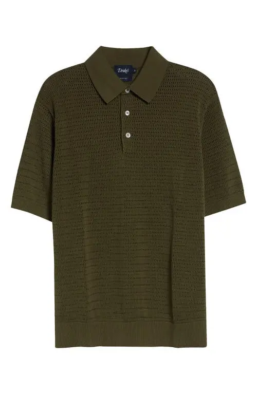 DRAKE'S Cotton Mesh Polo Sweater