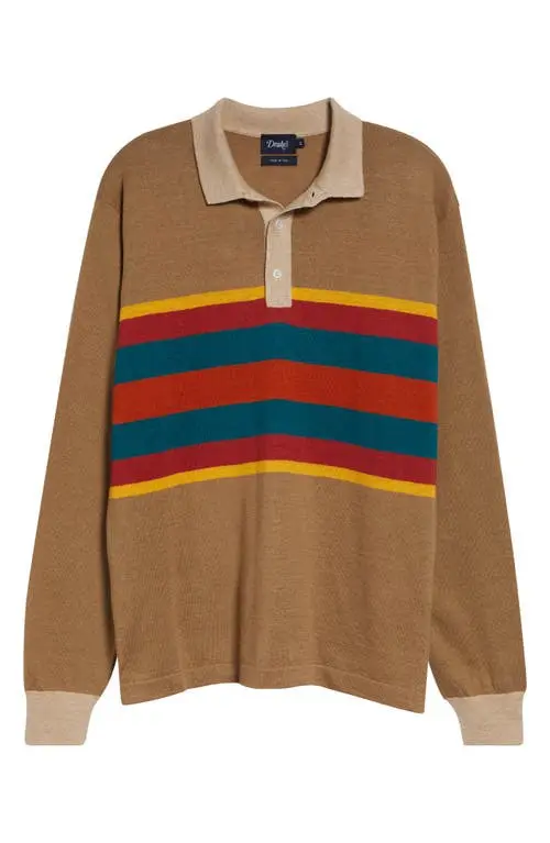 DRAKE'S Rugby Stripe Linen & Cotton Polo Sweater