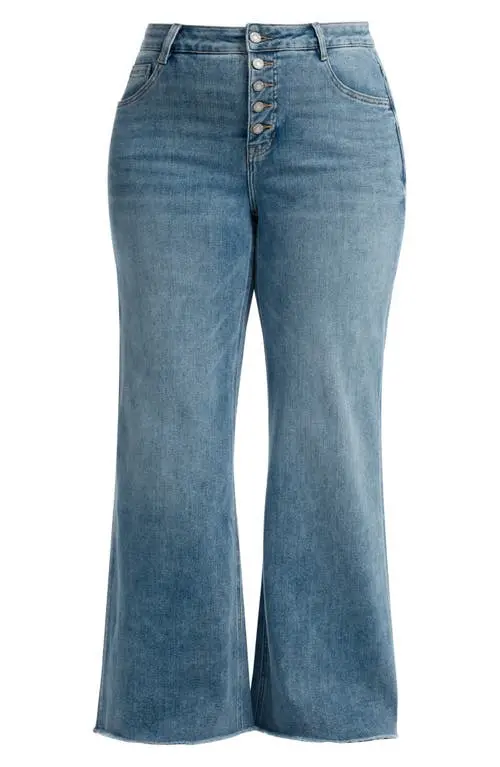 BAYEAS Mid Rise Wide Leg Jeans With Exposed Button Fly