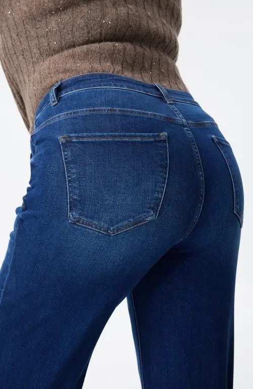 BAYEAS Mid Rise Wide Leg Jeans With Exposed Button Fly - Mirror