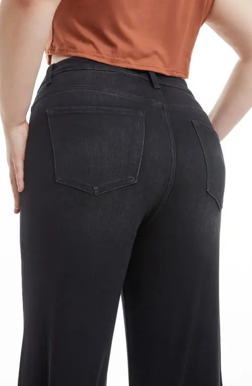 BAYEAS Mid Rise Wide Leg Jeans With Exposed Button Fly - Raven