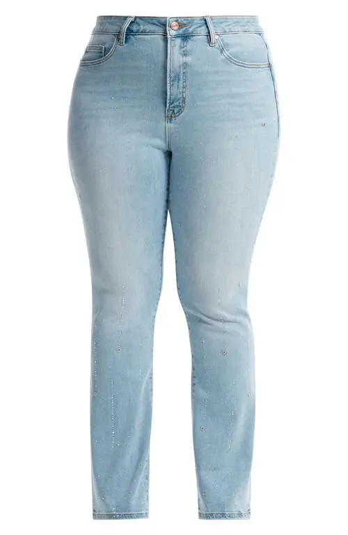 BAYEAS High Waist Bootcut Jeans With Crystal Embellishments