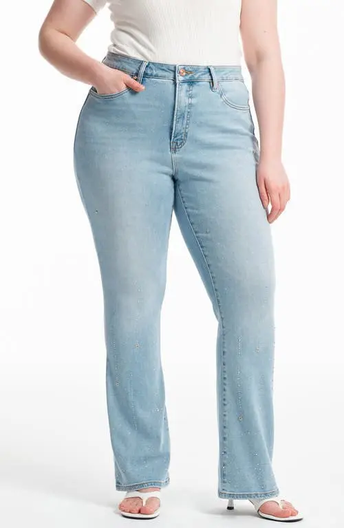 BAYEAS High Waist Bootcut Jeans With Crystal Embellishments